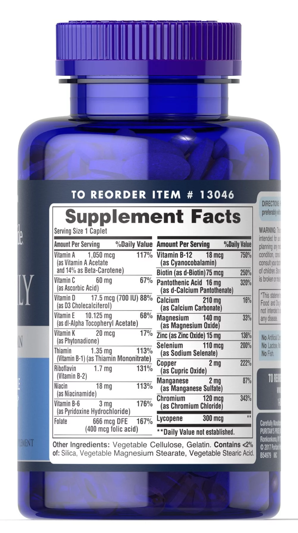 Puritan’s Pride One Daily Men's Multivitamin 100 Caplets | Super Supplement