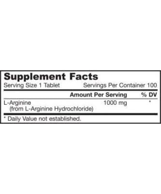 Jarrow Formulas Arginine 1000 mg 100 Tablets | Super Supplement