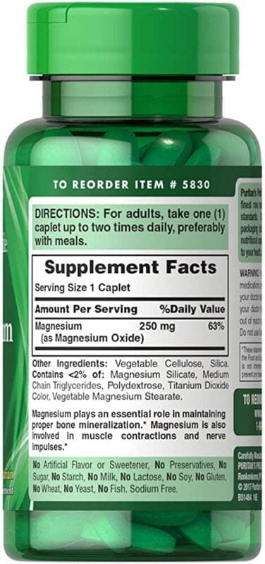 Puritan's Pride Magnesium 250 mg 100 Tablets | Super Supplement