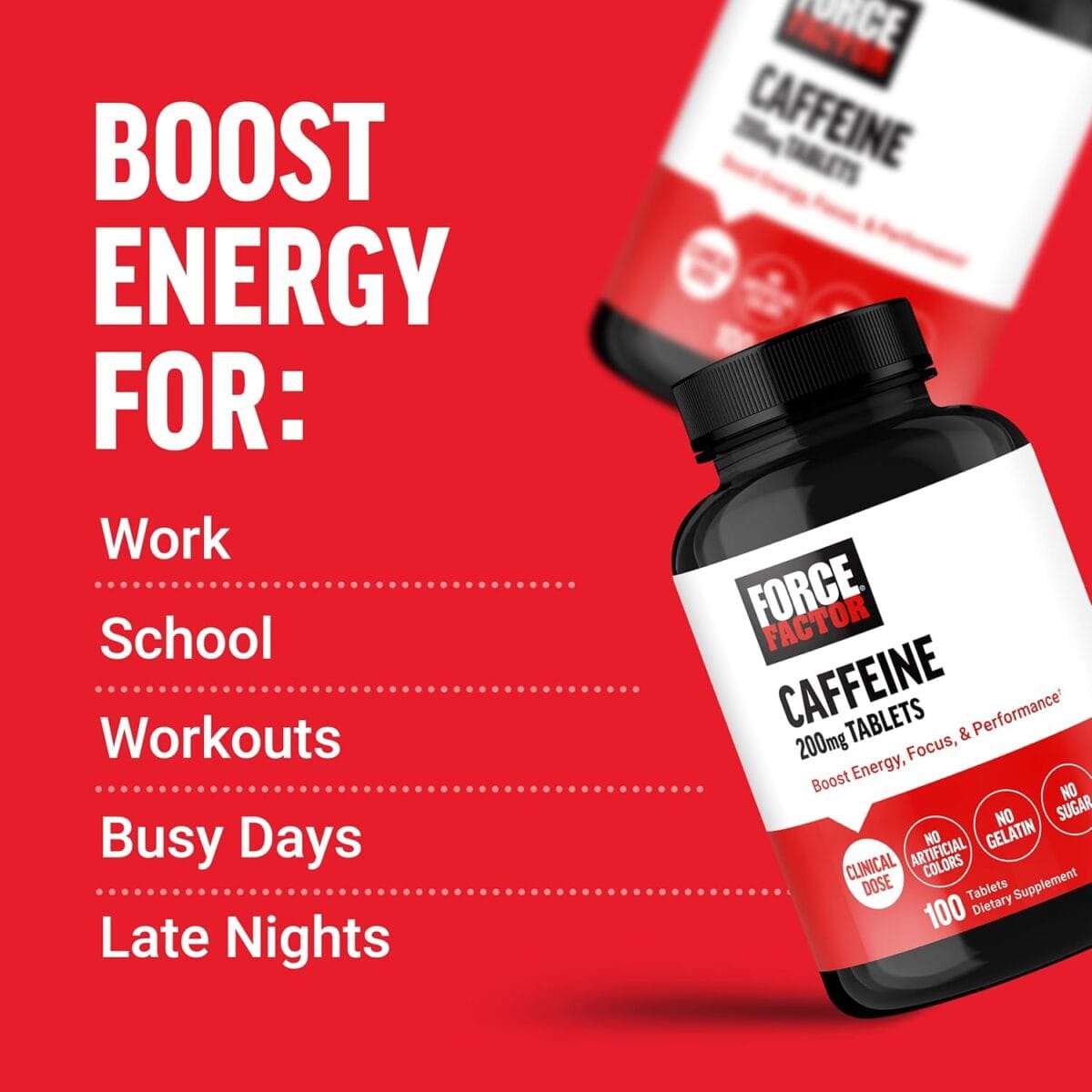 Force Factor Caffeine 100 Tablets | Super Supplement