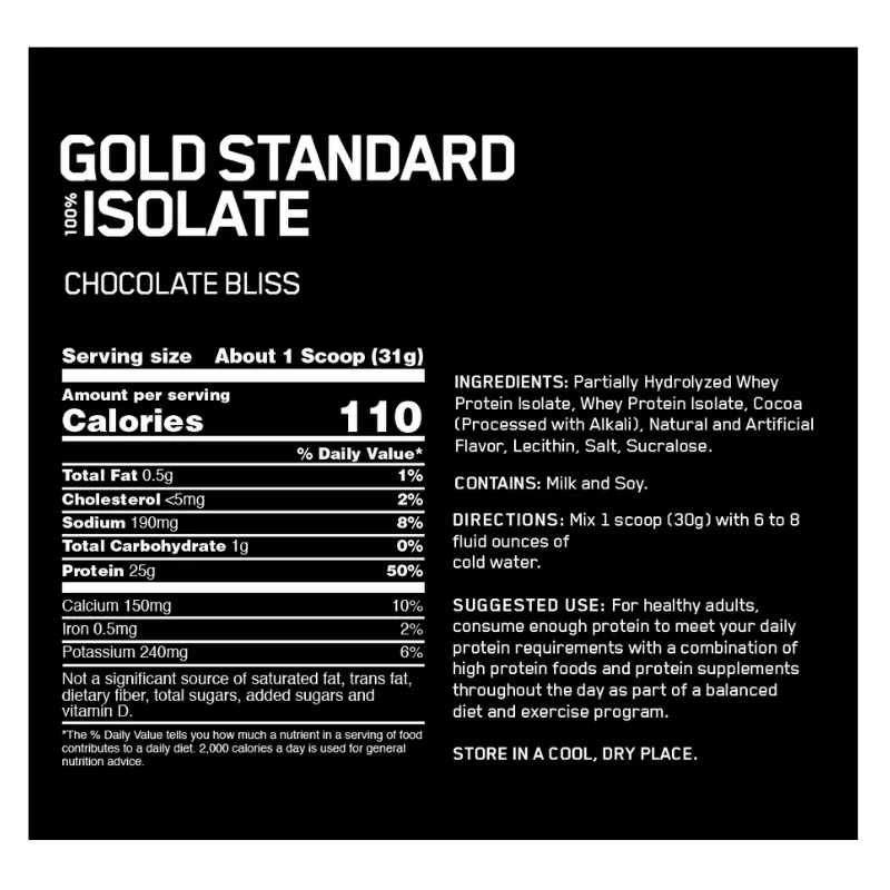 Optimum Nutrition Gold Standard 100% Isolate Rich Vanilla Flavor ...