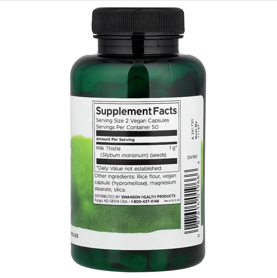 Swanson Full Spectrum Milk Thistle 100 Vegan Capsules | Super Supplement